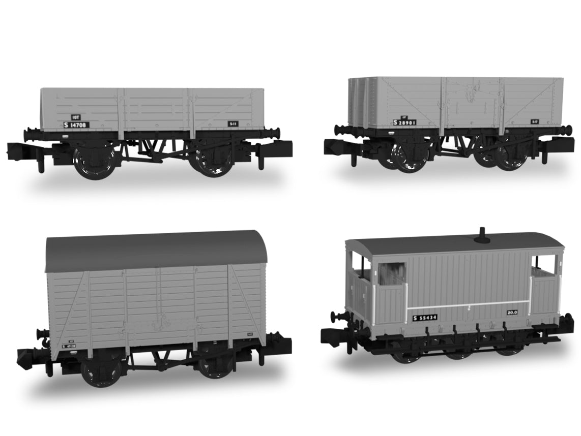 N Gauge Rapido Trains 942013 SECR Wagons Pack 1 – BR Livery Freight Tr ...